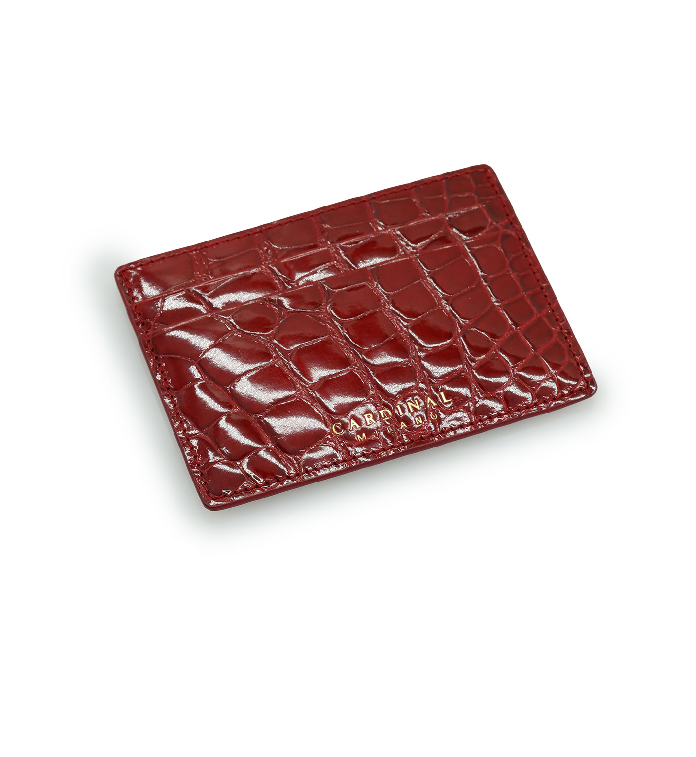 Crocodile Red leather card holder | Cardinal - Milano
