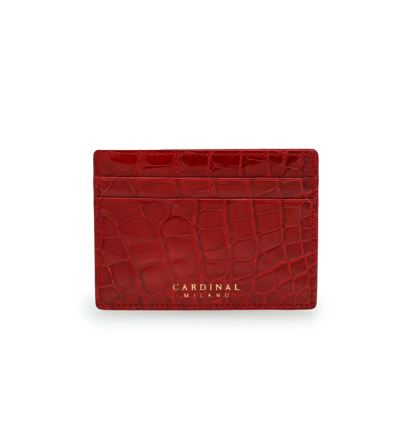 Crocodile Red leather card holder | Cardinal - Milano