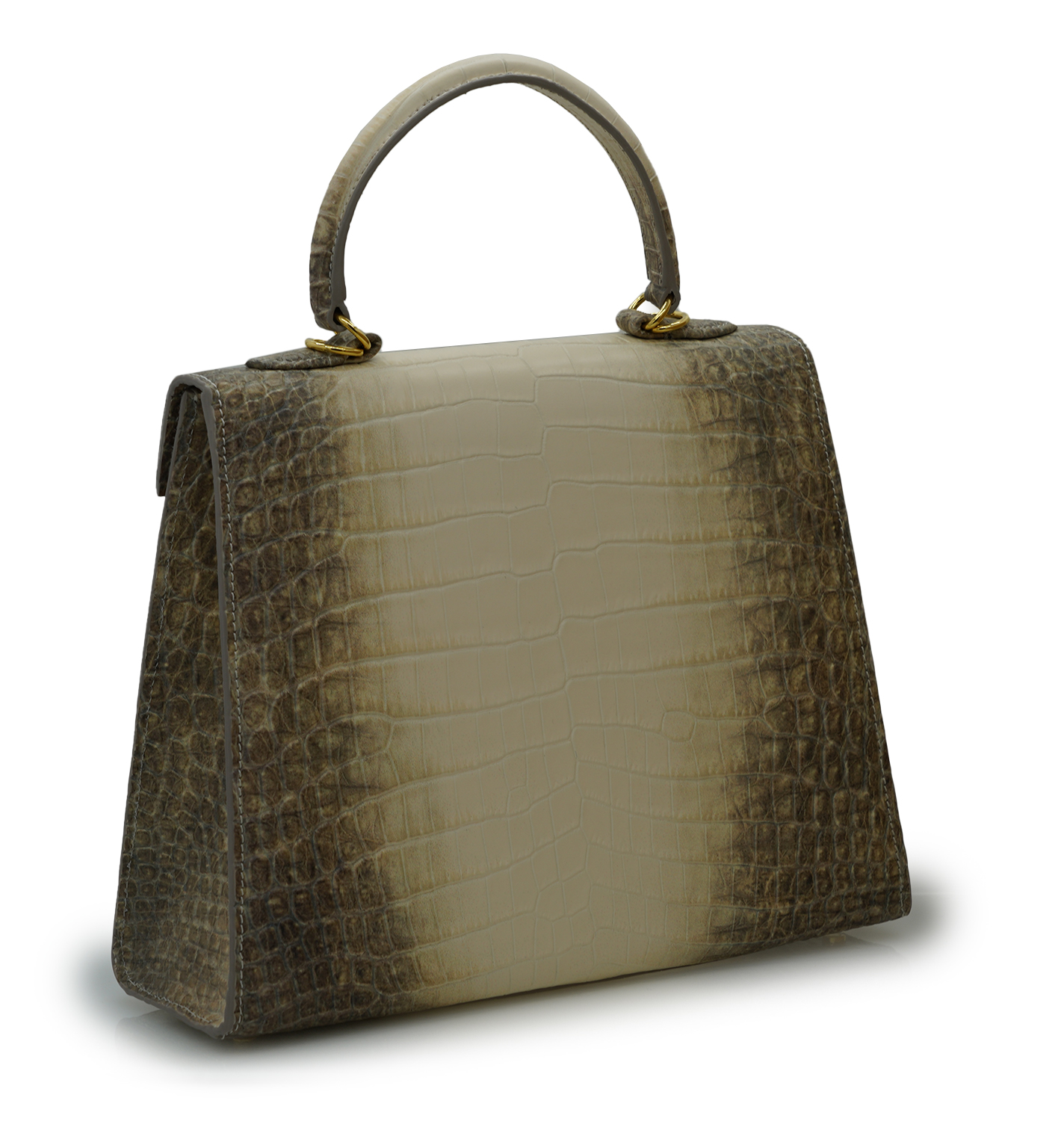 Lady Cardinal Time Keys Croc embossed Himalaya beige leather bag